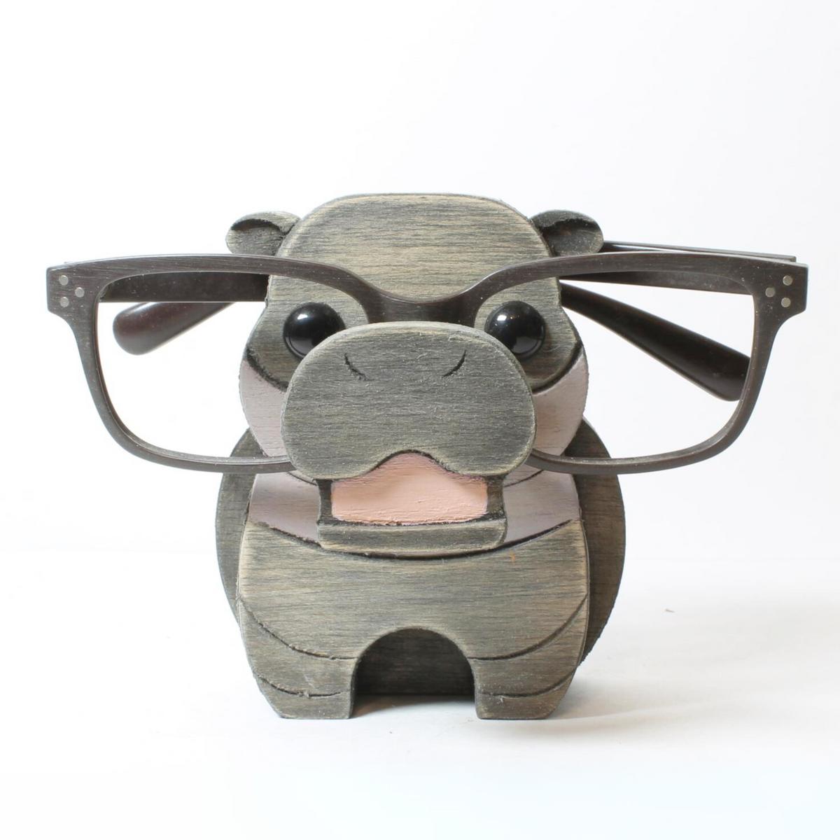 Pygmy Hippo Eyeglass Stand | Moo Deng Gift Ornament – Rogue Bunny Woodworks
